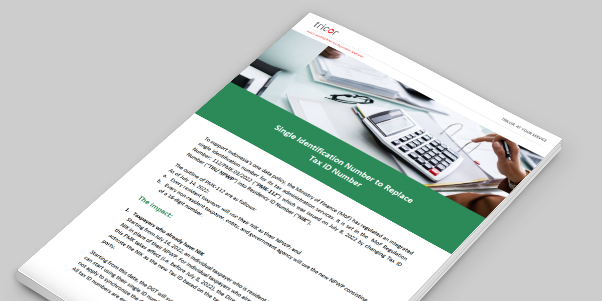 Single Identification Number to Replace Tax ID Number